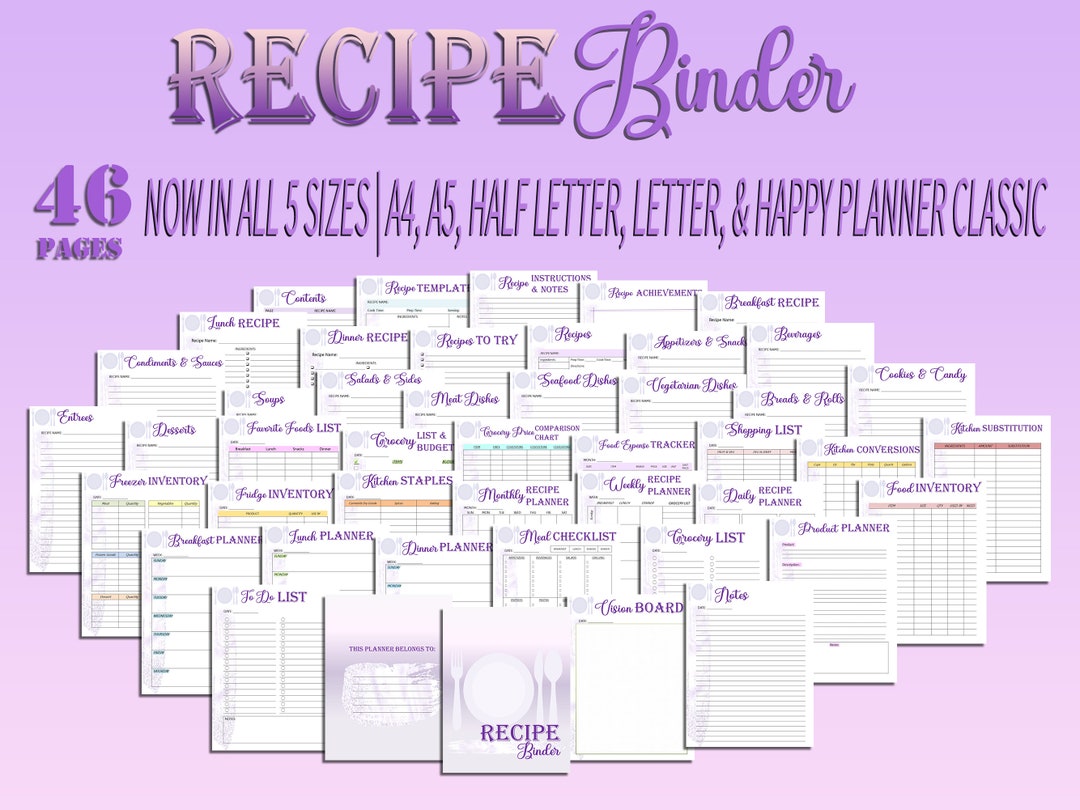 Meal Planner Printable Food Inventory Monthly Weekly Digital Menu ...
