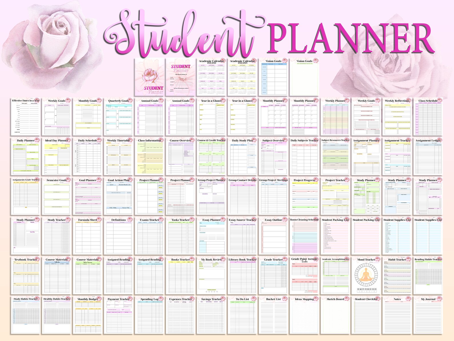 Student Planner Printable School Digital Download Lesson Back to School ...