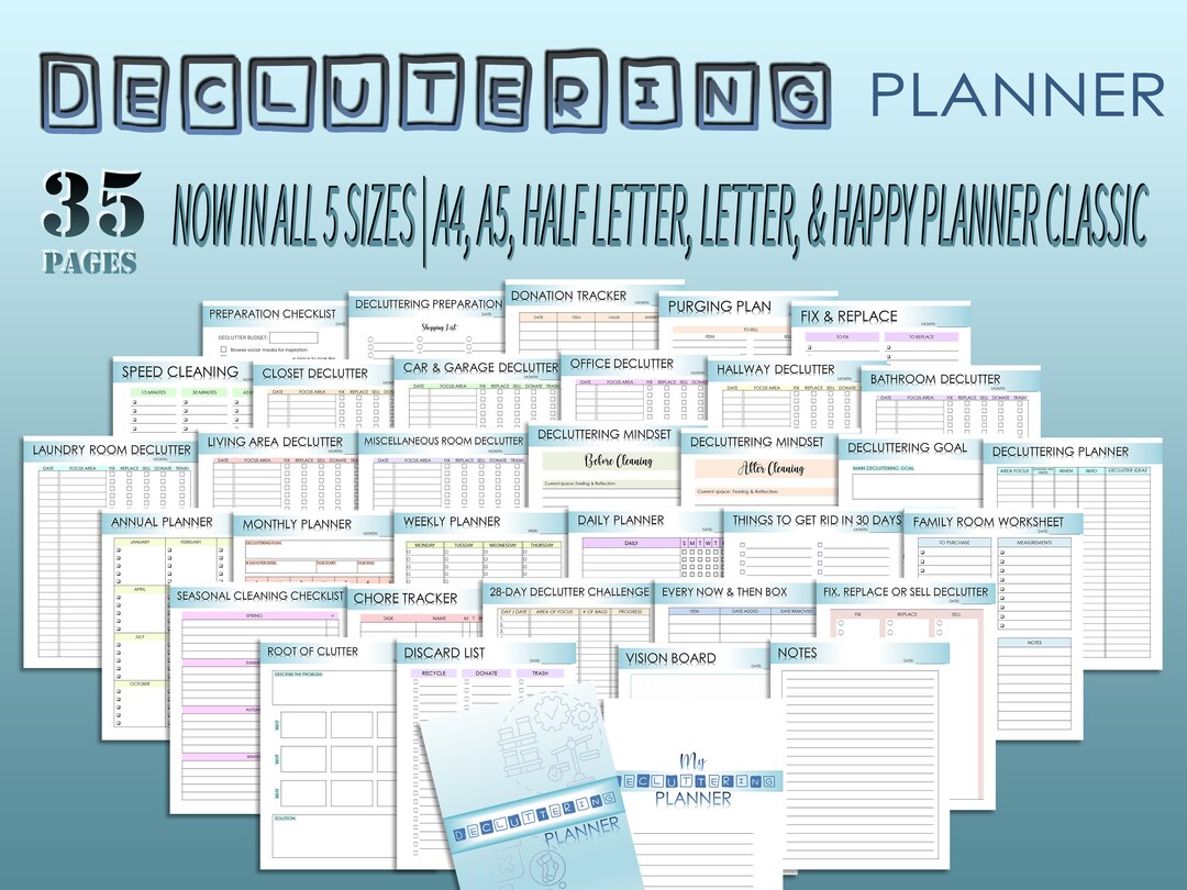 Declutter Planner Decluttering Printable Home Organizing Cleaning ...