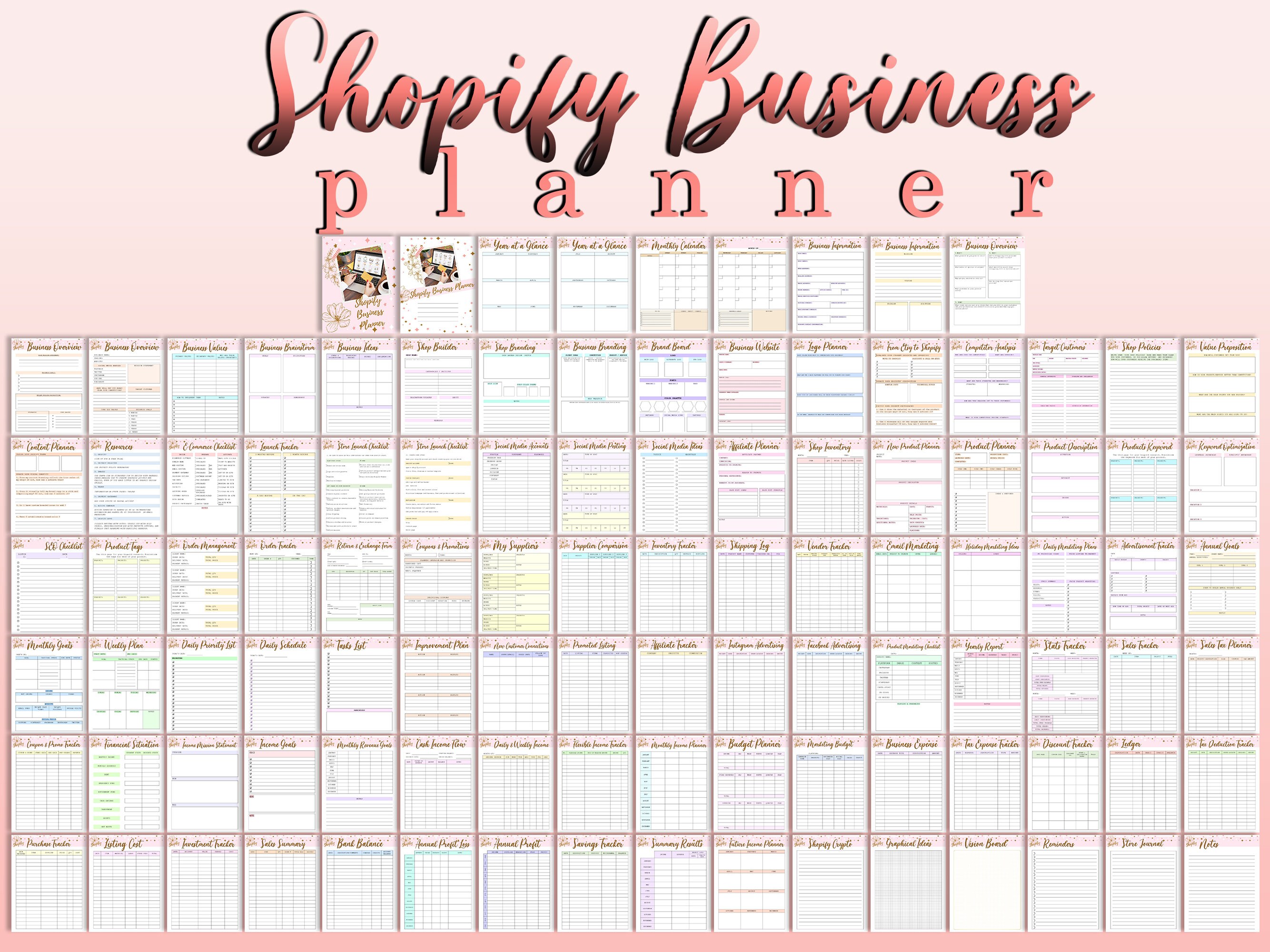 Shopify Store Business Planner Side Hustle Freelance Printable - Etsy