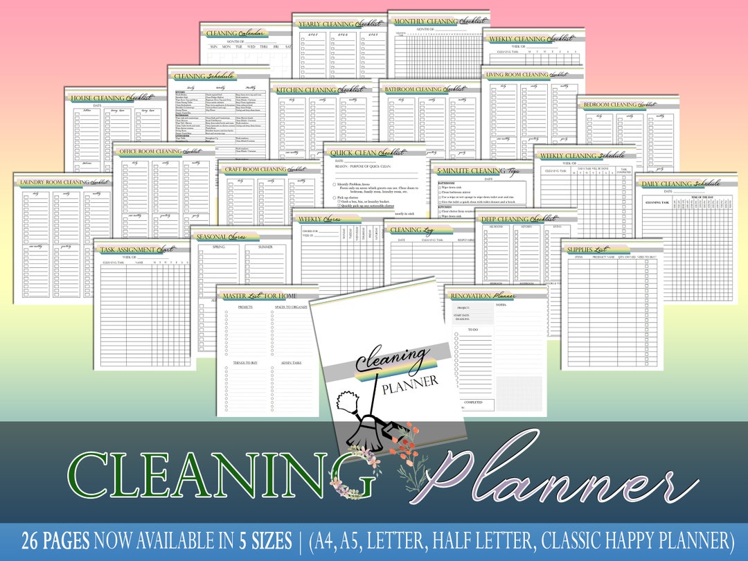 Cleaning Planner Printable Weekly Chores Digital Download Household ...