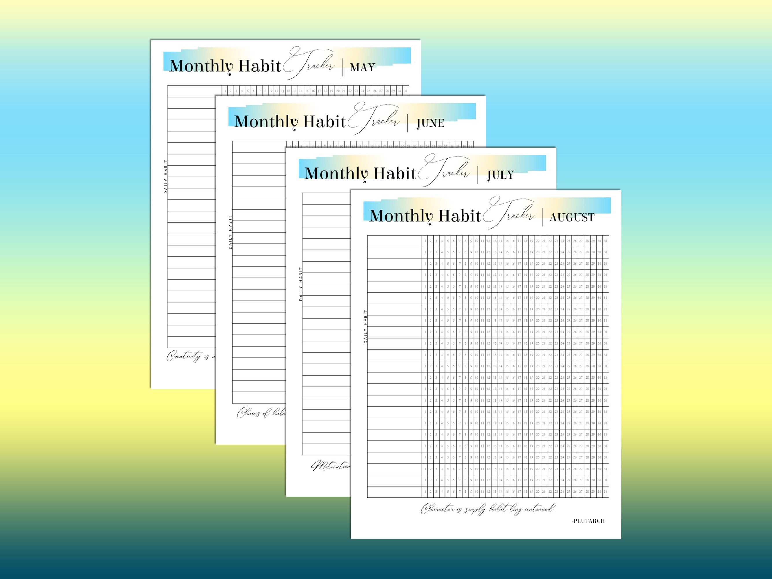 Habit Tracker Planner Printable Monthly Planner Digital Download ...