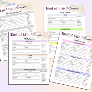 End of Life Planner Printable Final Preparations Emergency Funeral ...