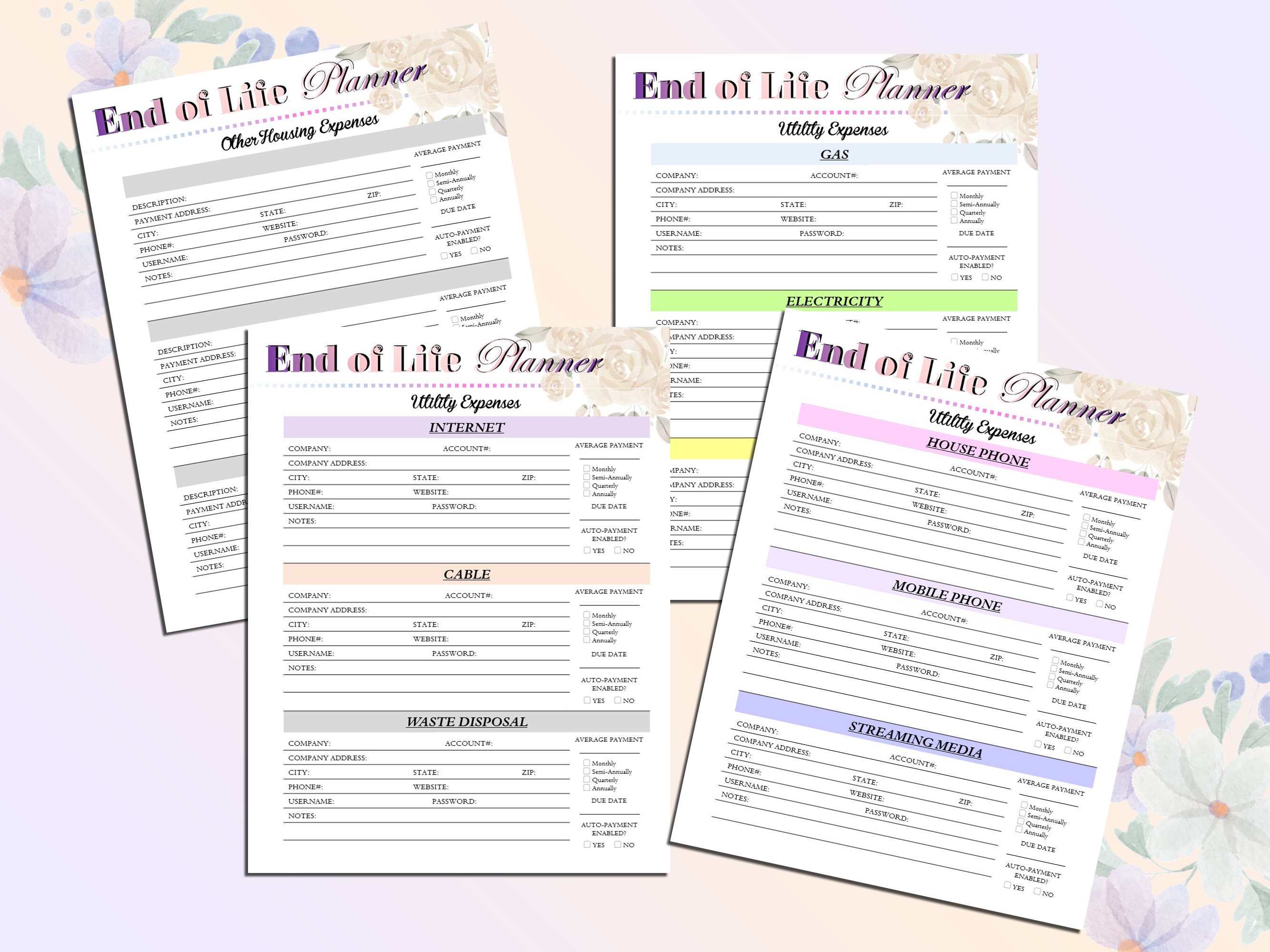 End of Life Planner Printable Final Preparations Emergency Funeral ...