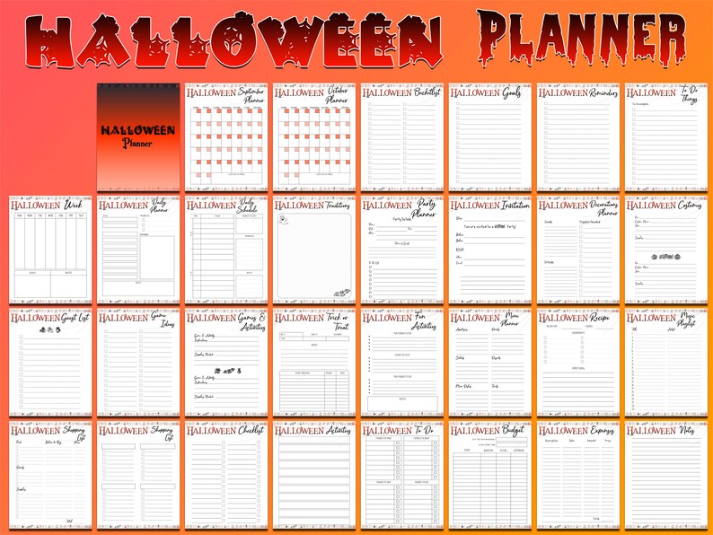 Halloween Planner Printable Holiday Planner Digital Download | Etsy