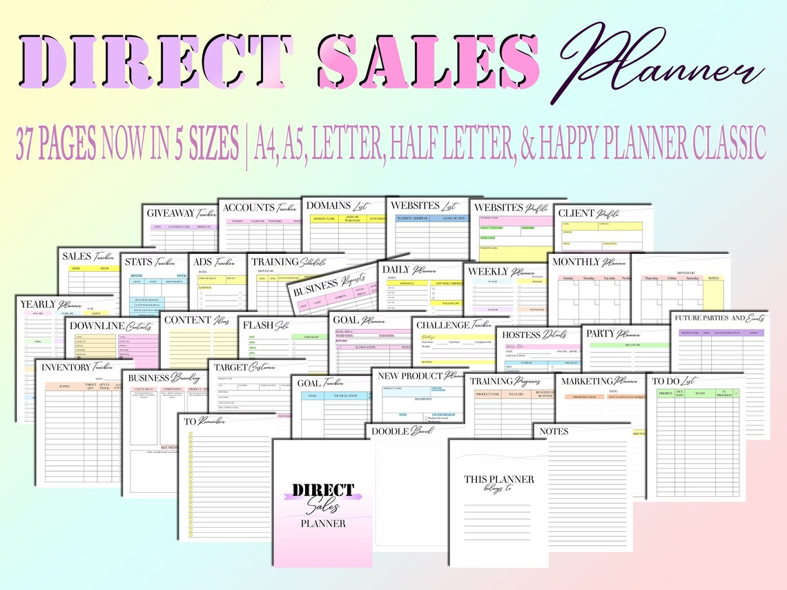 Direct Sales Planner MLM Printable Power Hour Small Business Digital ...