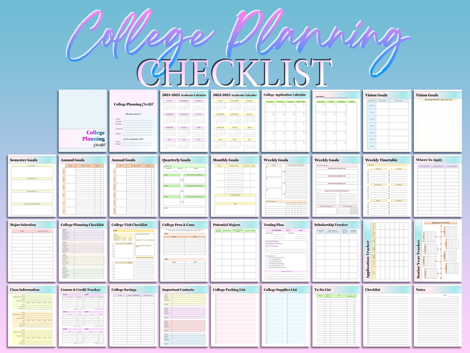 College Planning Checklist Printable Planner College Visit - Etsy