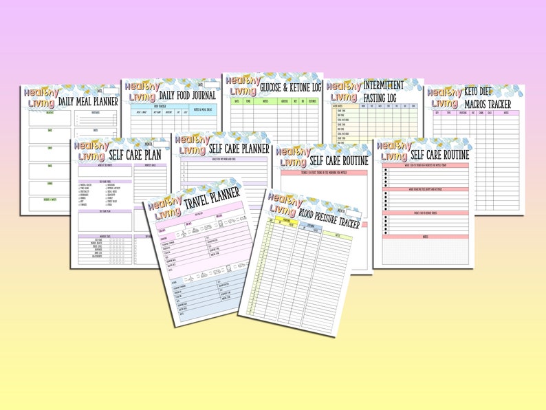 Healthy Living Planner Wellness Tracker Self Care Weight Loss Fitness ...