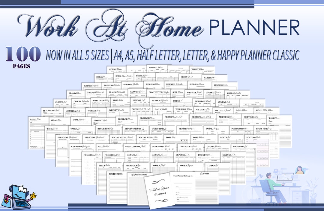 Work From Home Planner Printable Daily Work Planner Home Business ...