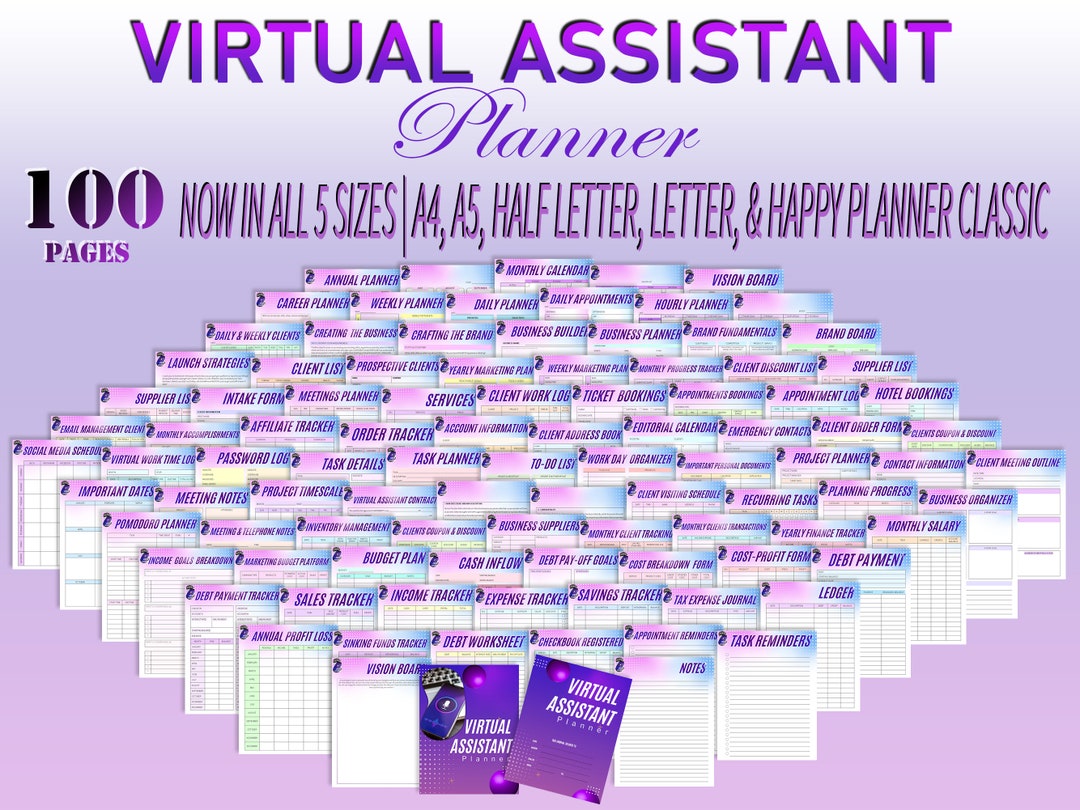 Virtual Assistant Planner Contract Side Hustle Freelance VA Social ...