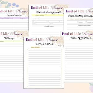 End of Life Planner Printable Final Preparations Emergency Funeral ...