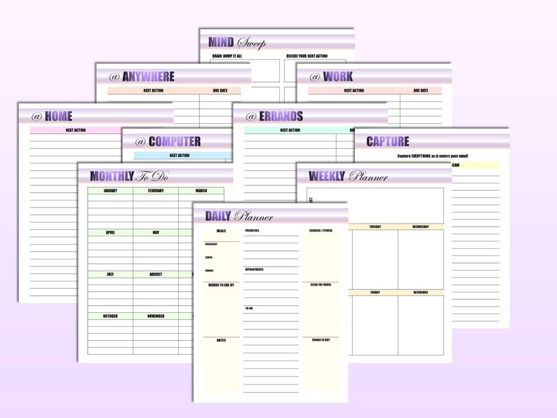 Getting Things Done Planner GTD Daily Tasks Manager Productivity ...