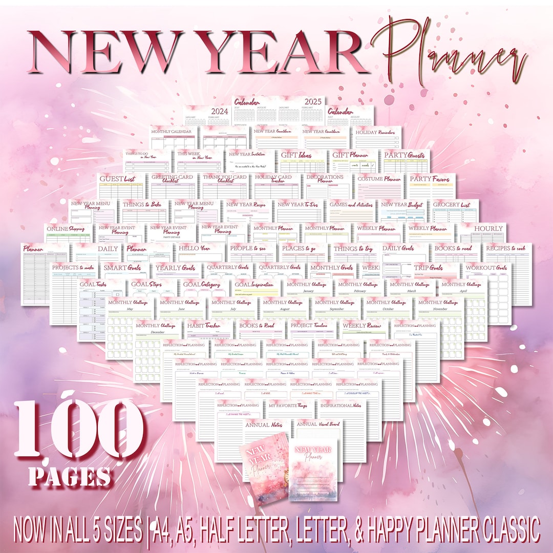 Ultimate 2024 2025 Planner New Year Tracker Yearly Monthly Weekly Daily ...