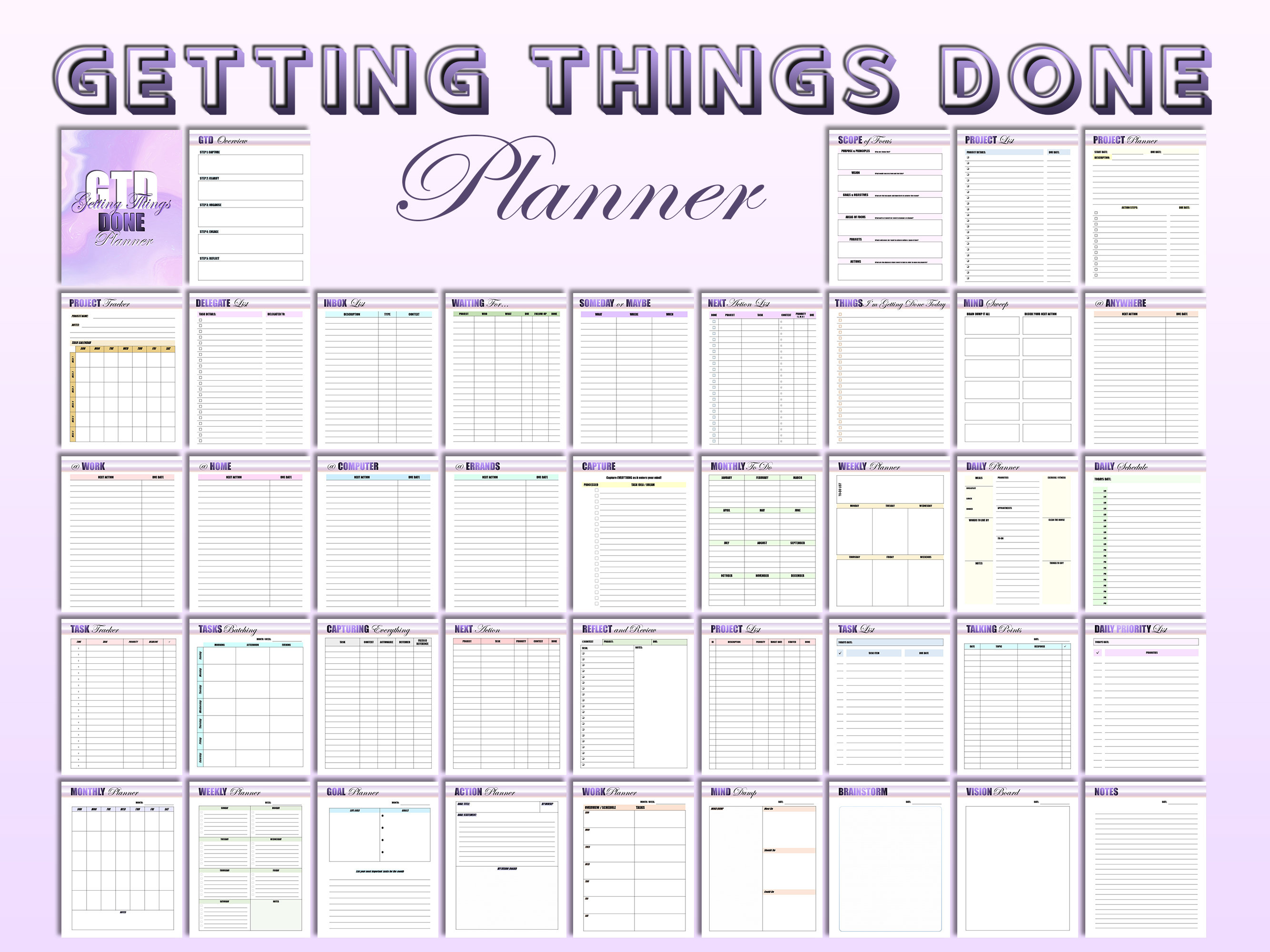 Getting Things Done Planner GTD Daily Tasks Manager Productivity ...