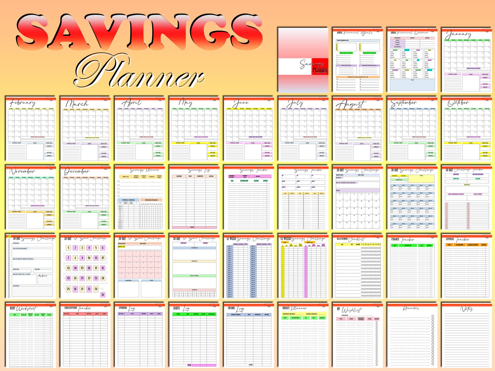 Savings Planner Printable Finance Digital Download Bill | Etsy