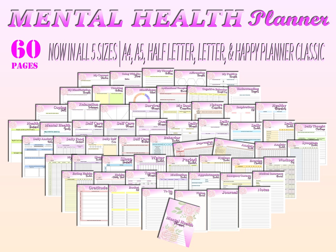 Mental Health Planner Wellness Self Care Journal Life Printable ...