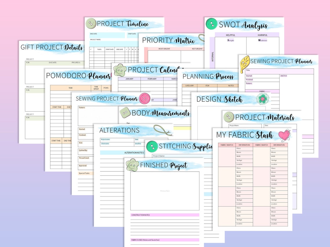 Sewing Planner Journal Notebook Organizer Fashion Design - Etsy