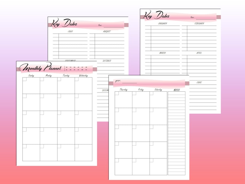 Undated Digital Planner Undated Calendar Printable Digital Download ...