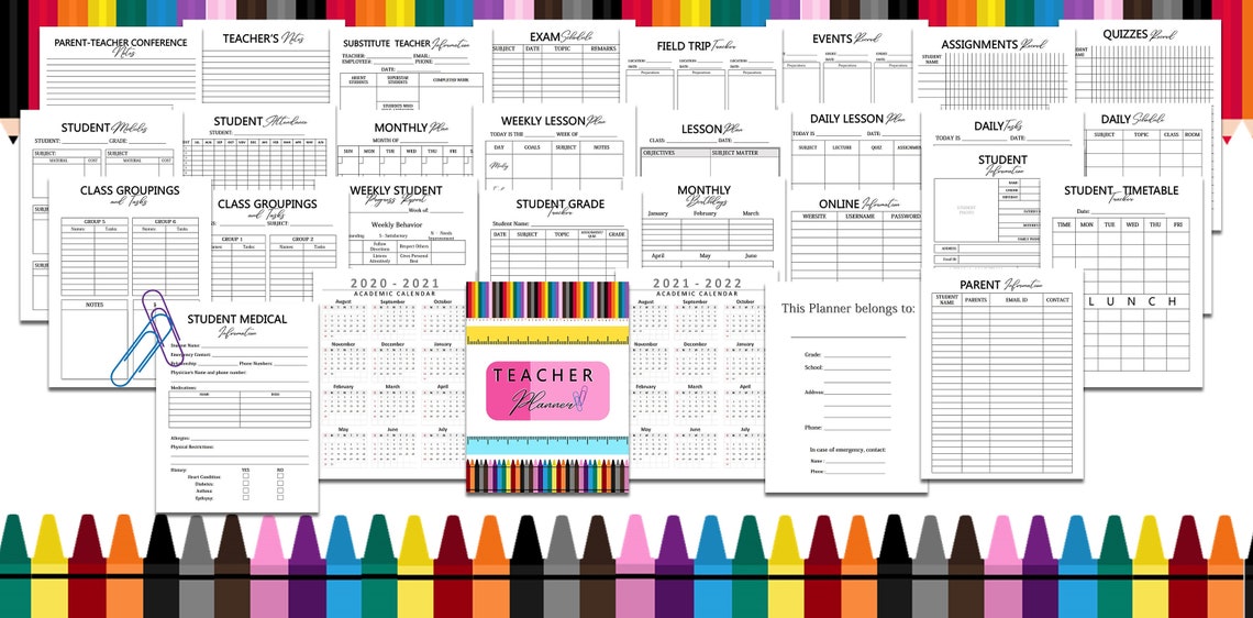 Teacher Planner Minimalistic School Printable Academic Digital - Etsy
