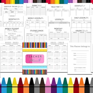 Teacher Planner Minimalistic School Printable Academic Digital Download ...