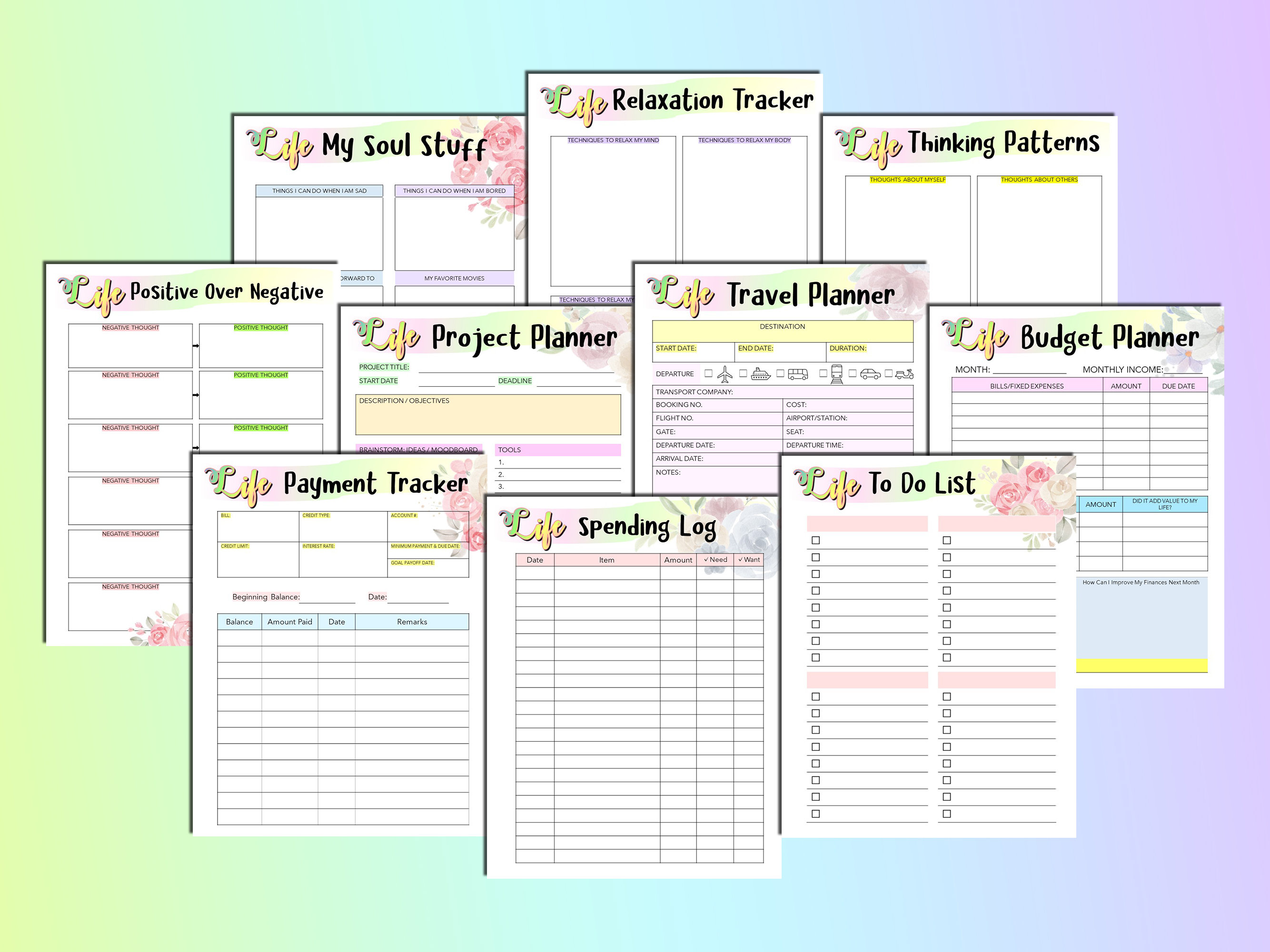 Life Planner Self Care Journal Printable Happiness Digital Download ...