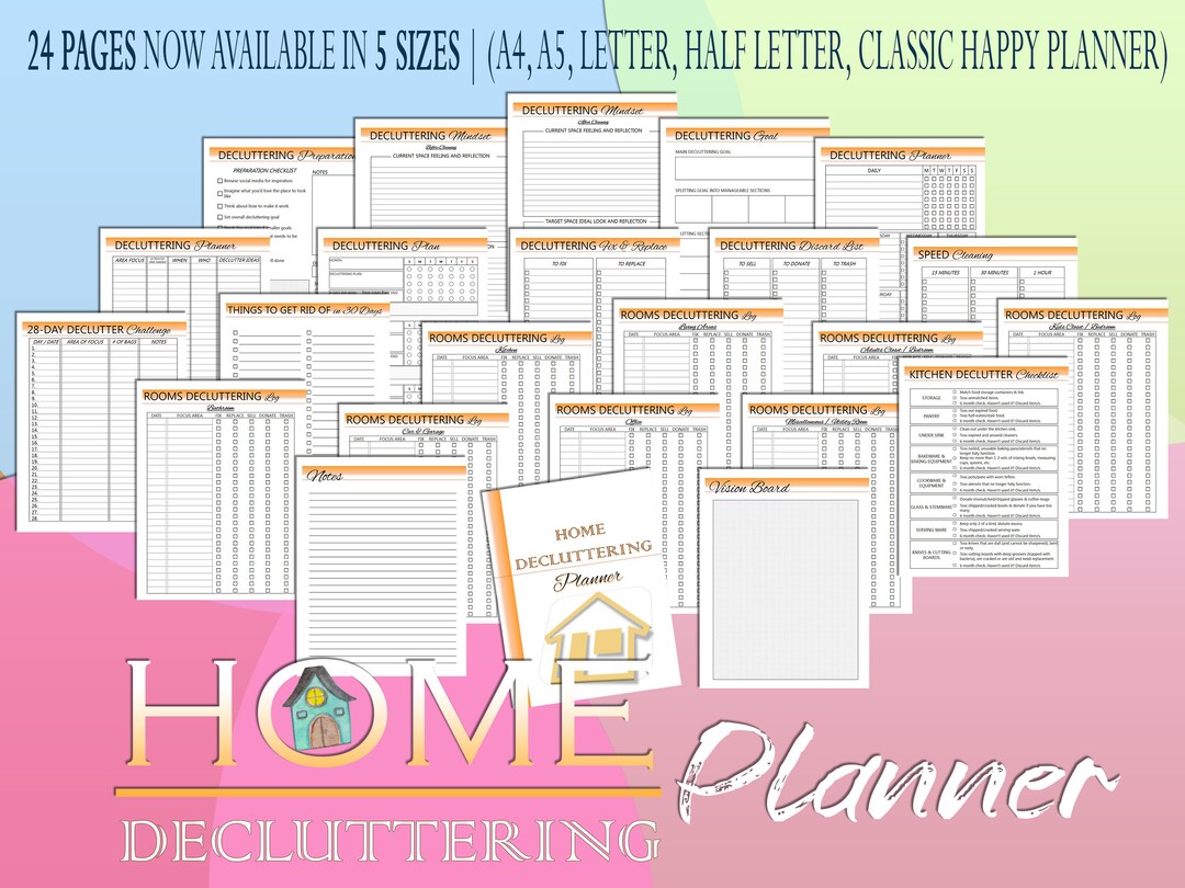 Home Decluttering Planner Printable Home Organizing Checklist Household ...