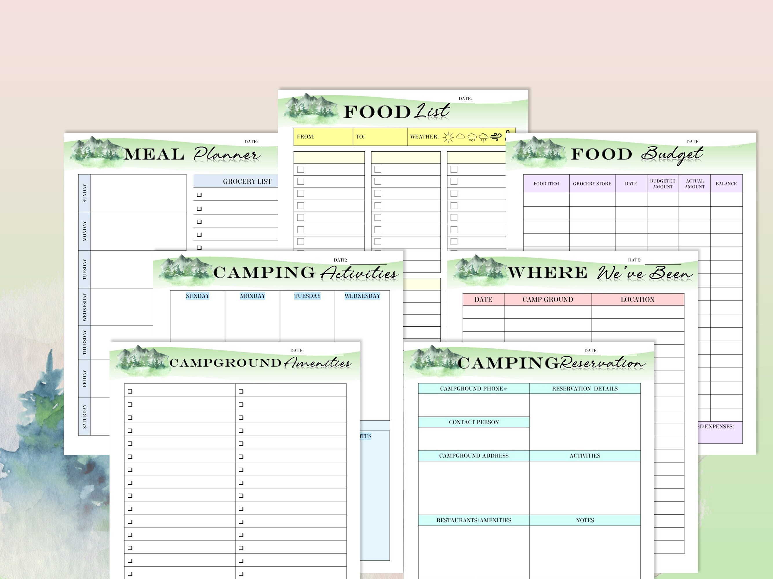 Camping Planner Travel Journal Vacation Girls Camp Boys Camp - Etsy