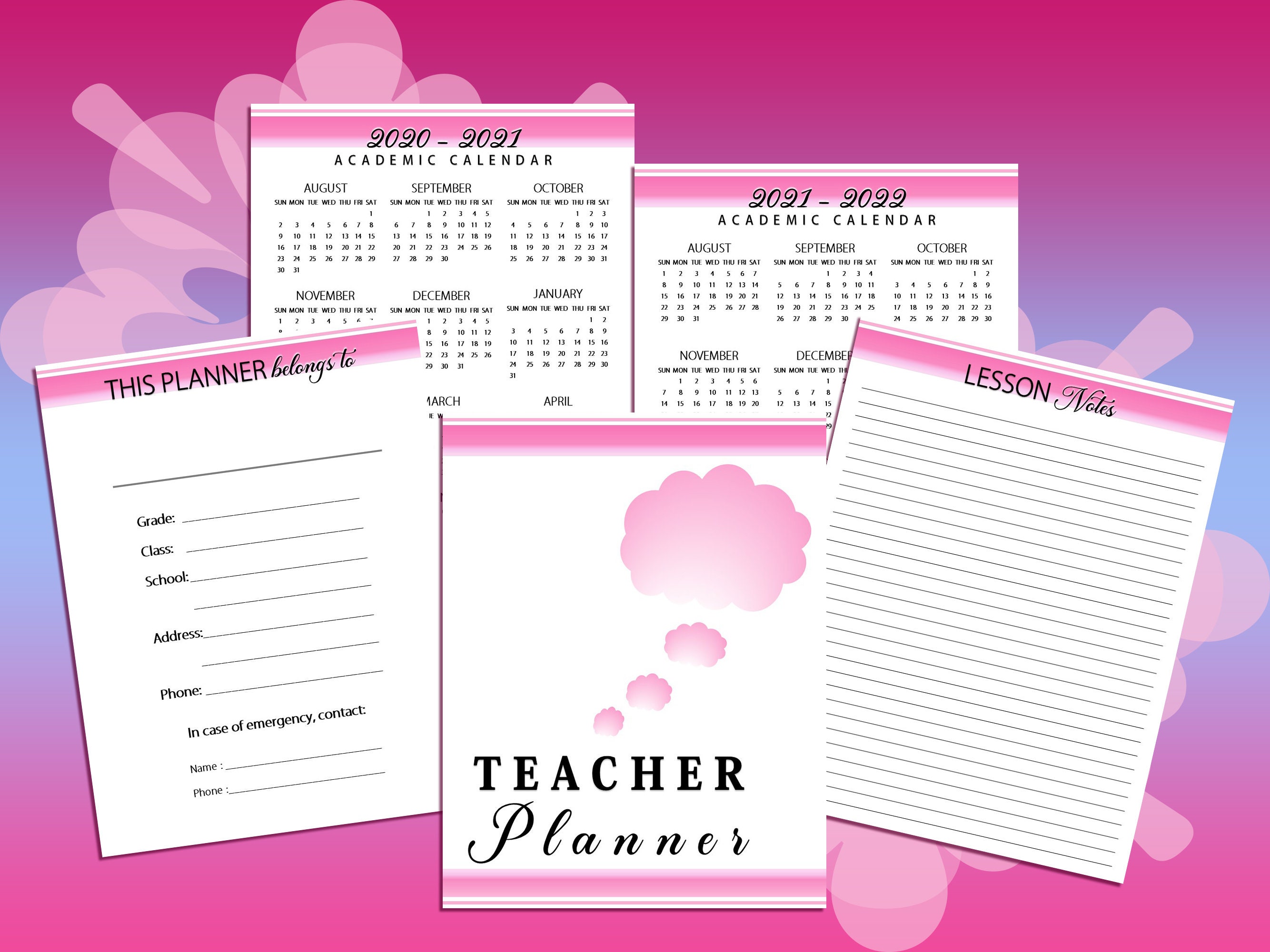 Teacher Planner School Printable Academic Digital Download - Etsy