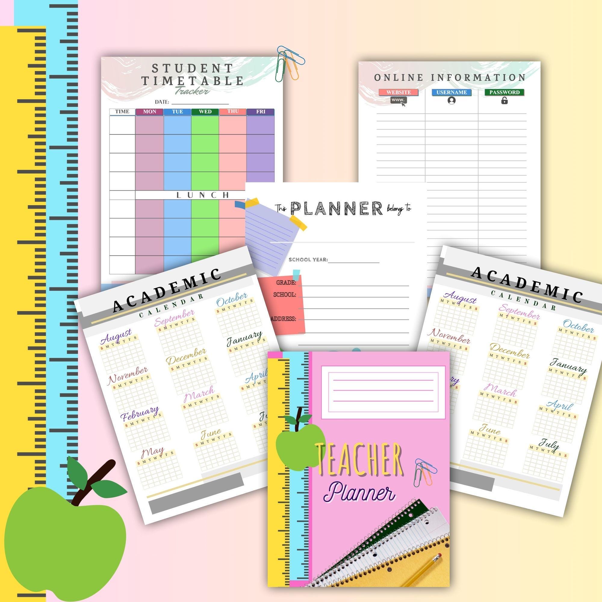 Teacher Planner Undated School Printable Academic Digital Download ...