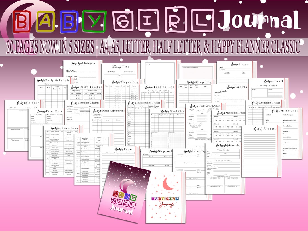Baby Girl Planner Printable Digital Download Baby Book Memories Planner ...