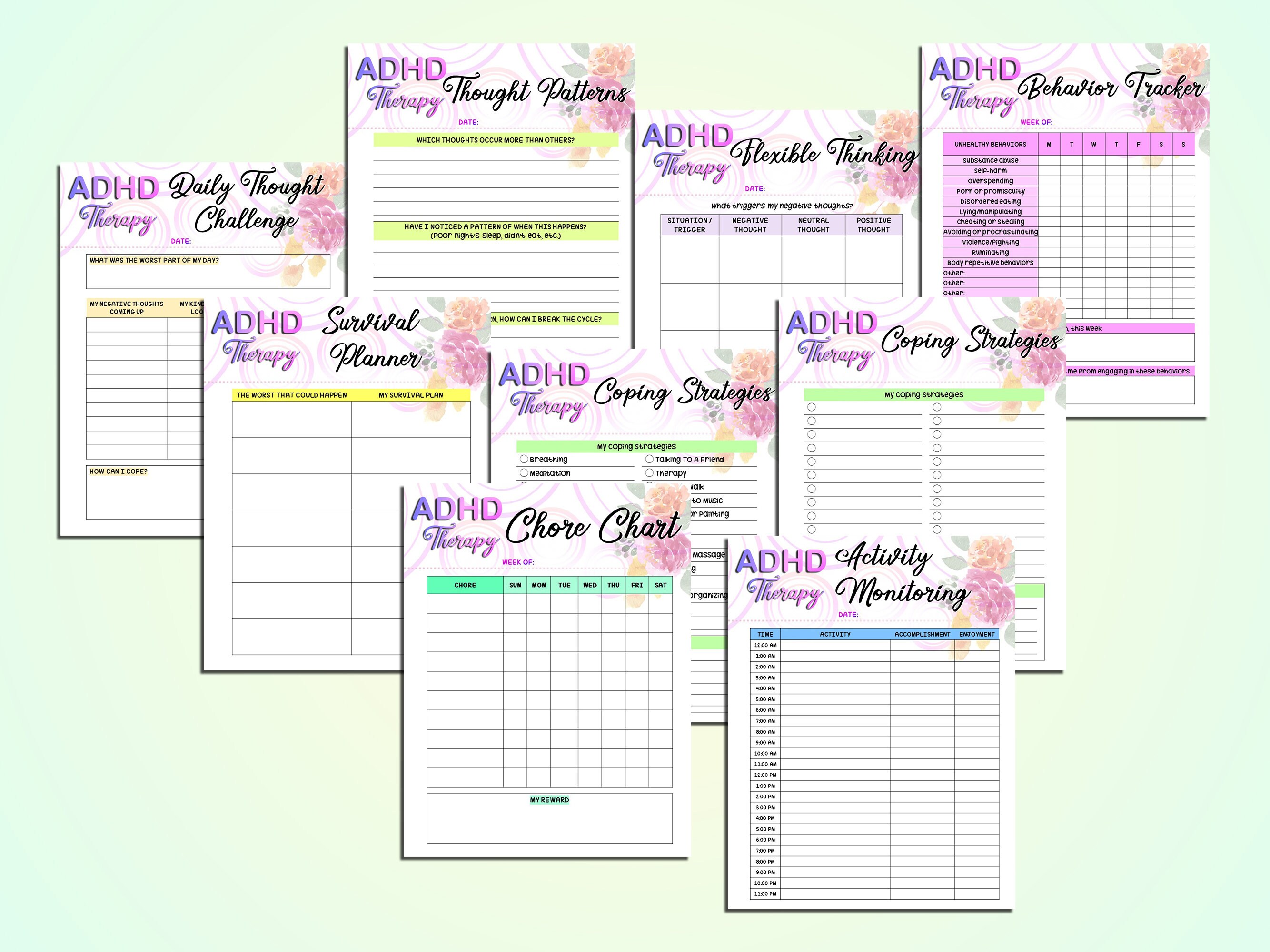 Ultimate ADHD Therapy Planner ADD Printable School Project Digital ...