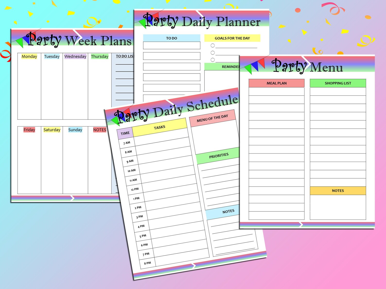 Event Planner Party Planner Printable Menu Planner Digital - Etsy