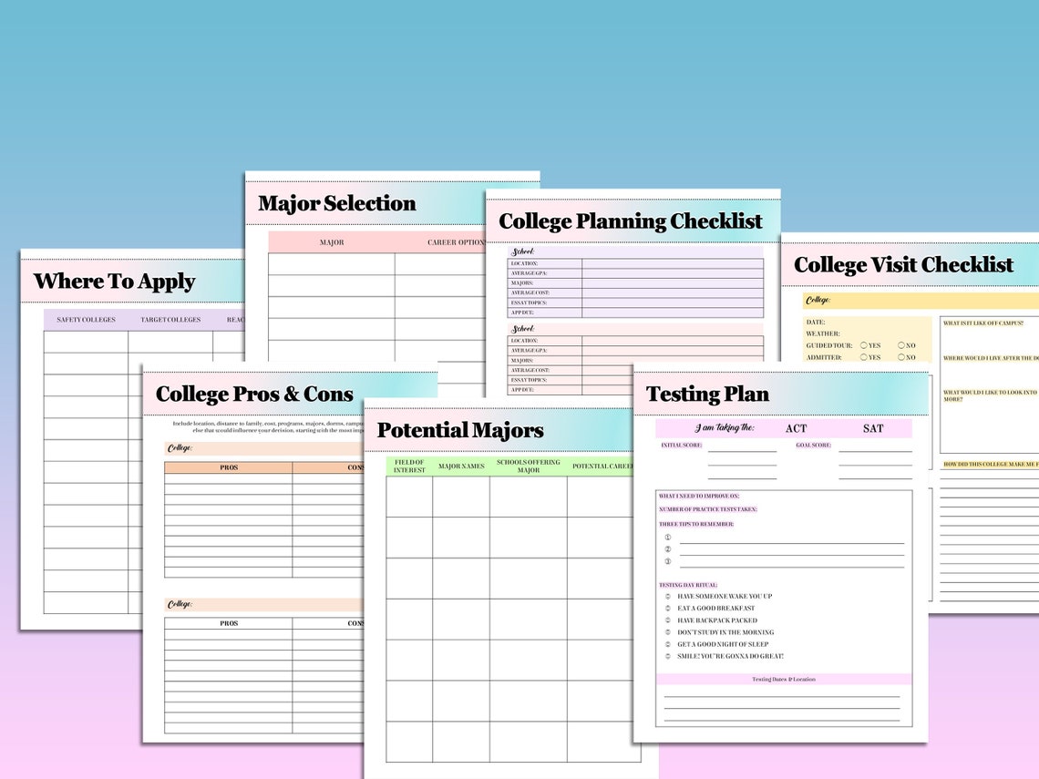 College Planning Checklist Printable Planner College Visit - Etsy