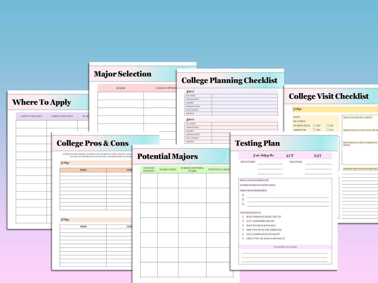 College Planning Checklist Printable Planner College Visit - Etsy