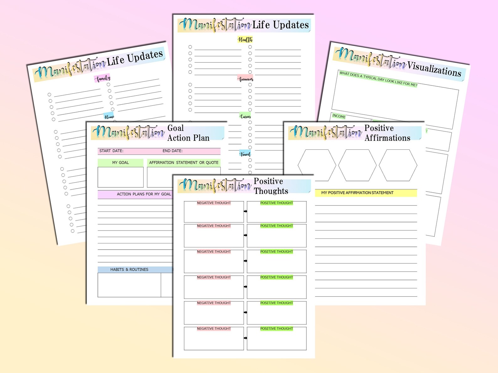 Manifestation Journal Intentions Planner Printable Law of Attraction ...