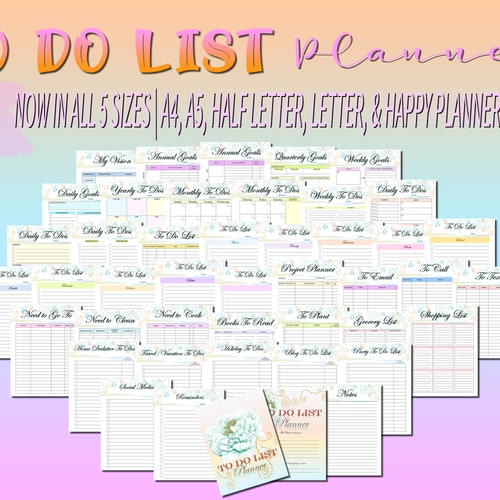 To Do List Goals Weekly Checklist Daily Monthly Productivity - Etsy