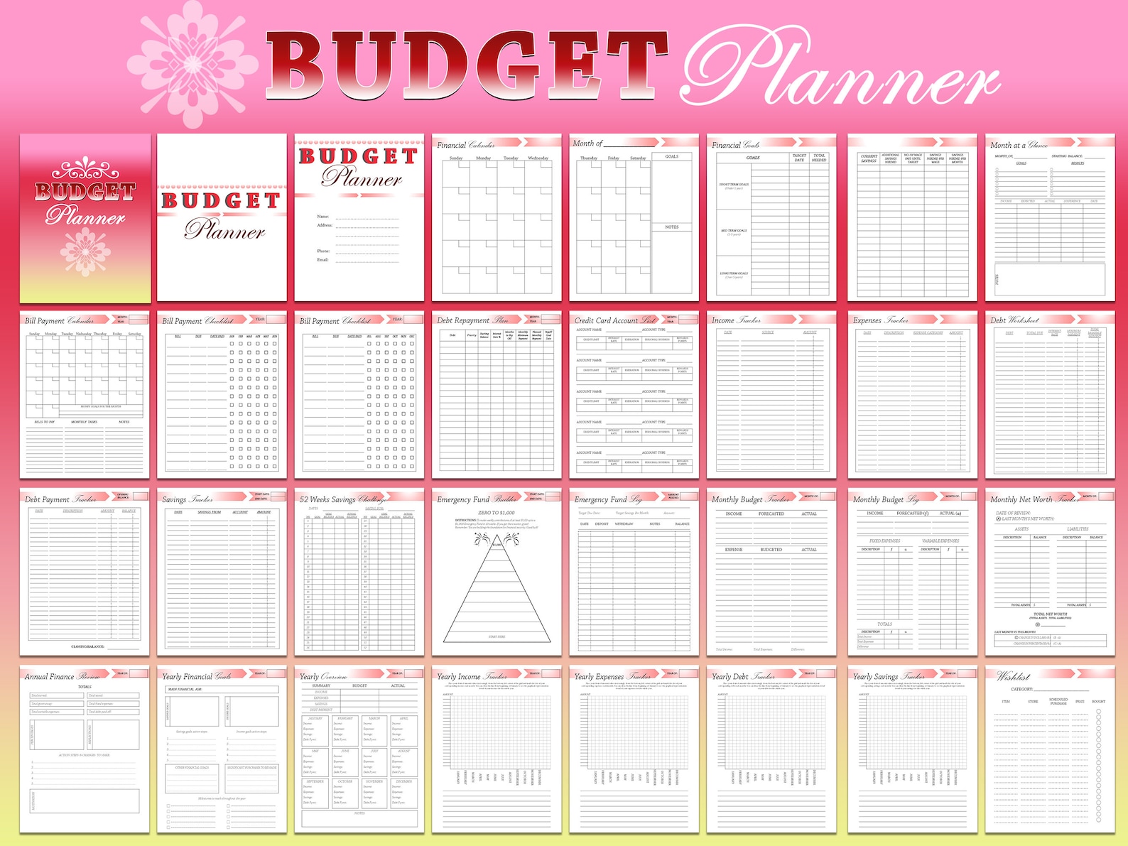 Budget Planner Printable Finance Digital Download Income Expense ...