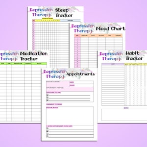 Depression Therapy Journal Mood Tracker Anxiety Planner Printable ...