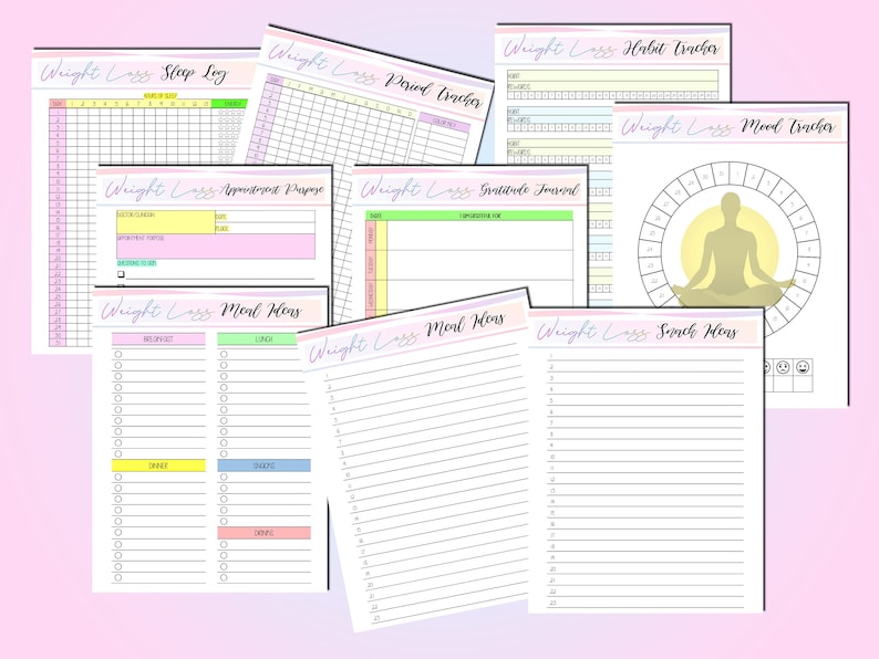 Weight Loss Journal Tracker Planner Workout Fitness Printable - Etsy