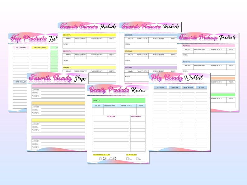 Beauty Planner Skincare Printable Self Care Planner Digital Makeup Glow ...