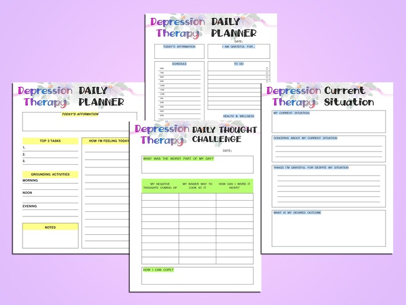Depression Therapy Journal Mood Tracker Anxiety Planner - Etsy