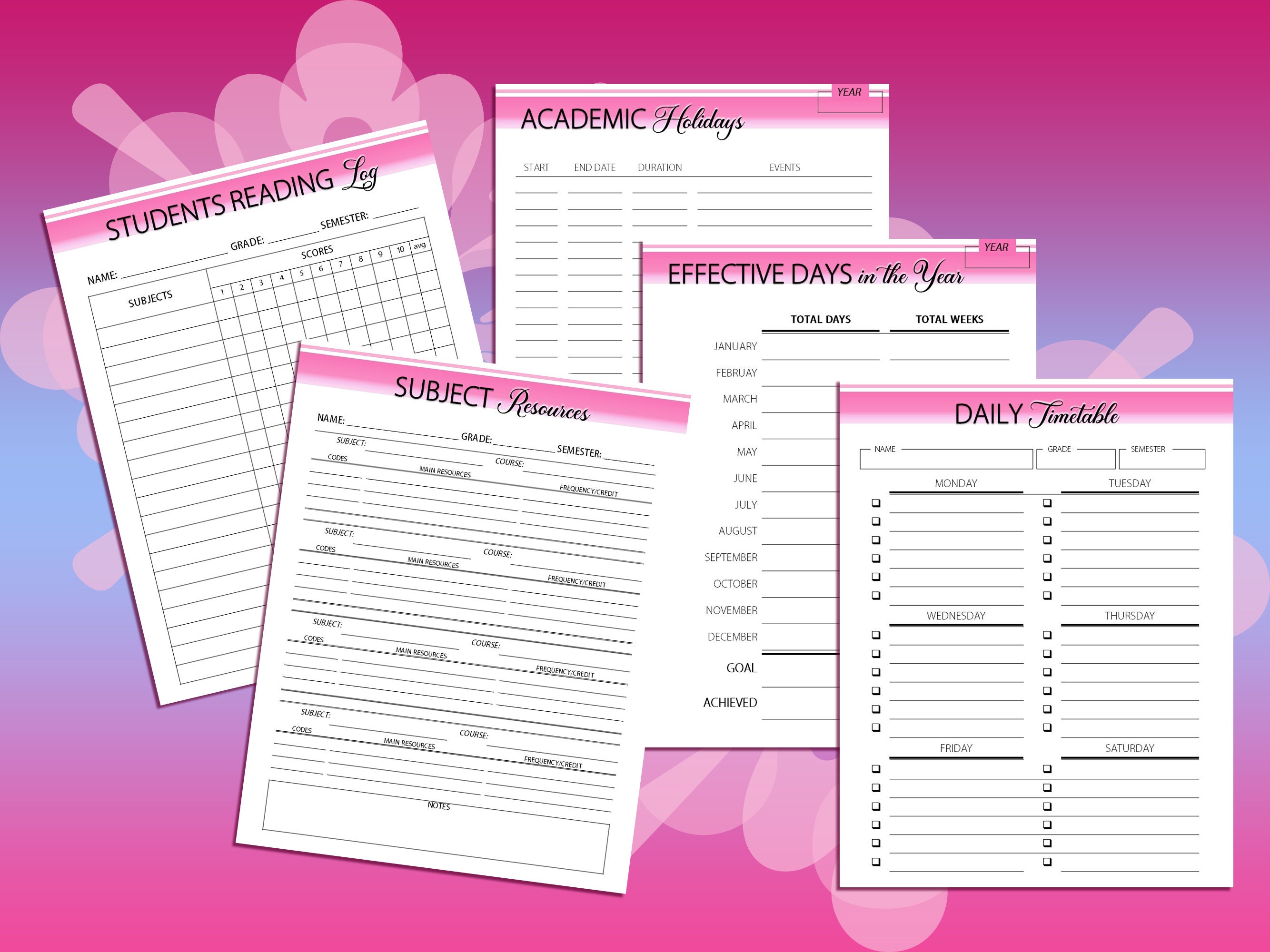 Teacher Planner School Printable Academic Digital Download - Etsy