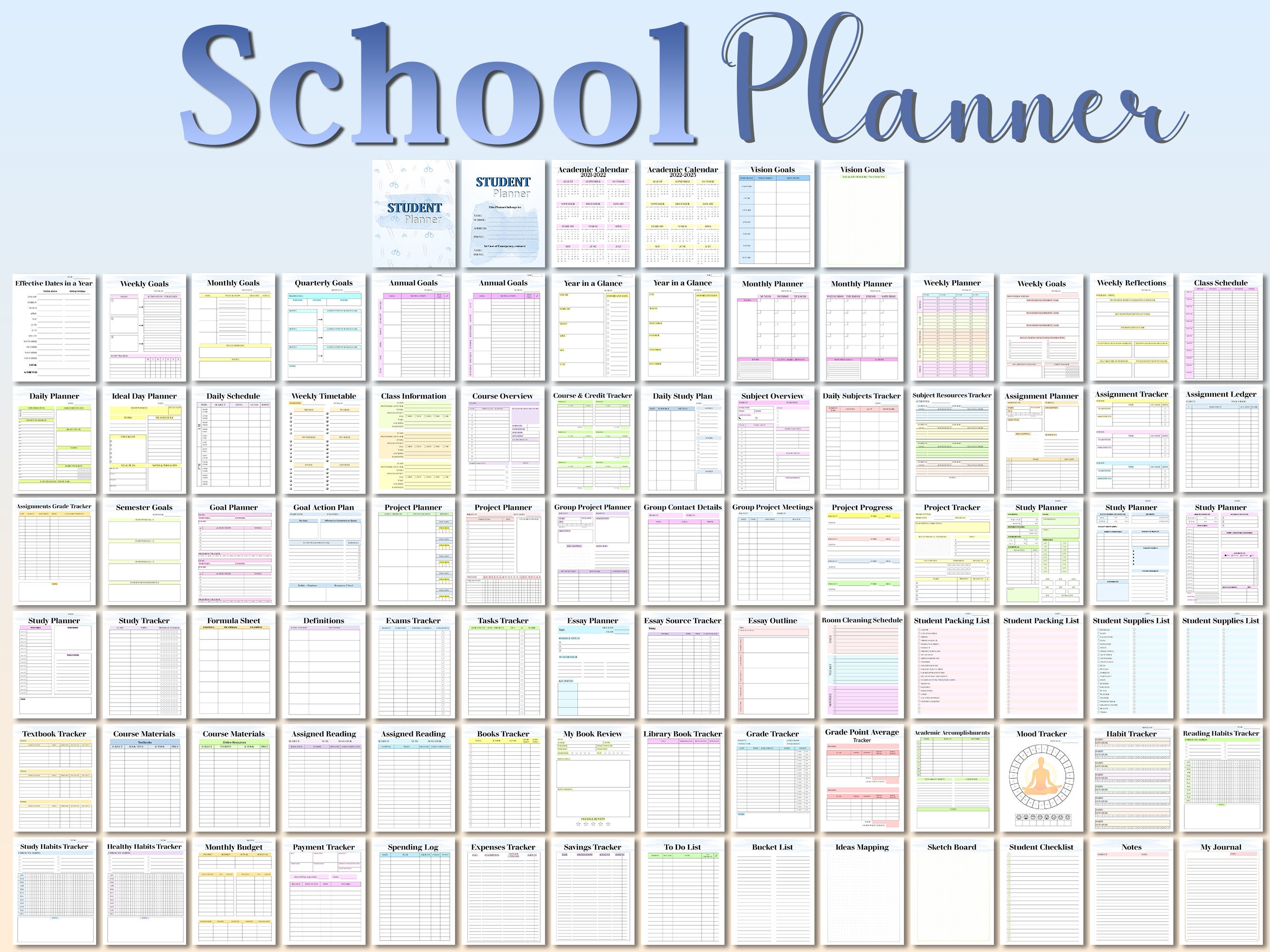 Student Planner Printable School Digital Download Lessons - Etsy