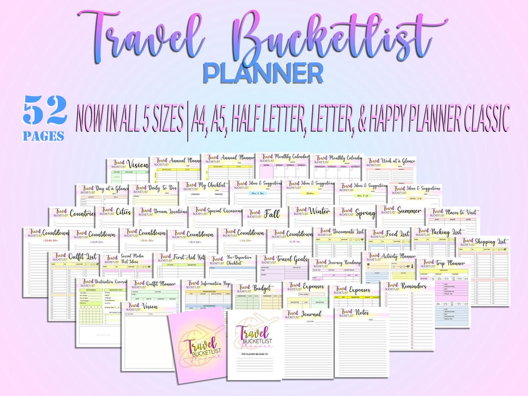 Travel Itinerary Trip Planner Vacation Diary Cruise Journal Printable ...