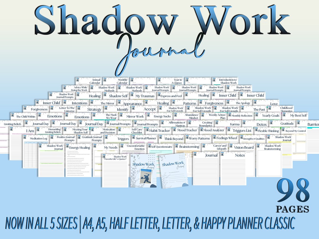 Shadow Work Journal Inner Child Mental Health Wellness Self Care ...