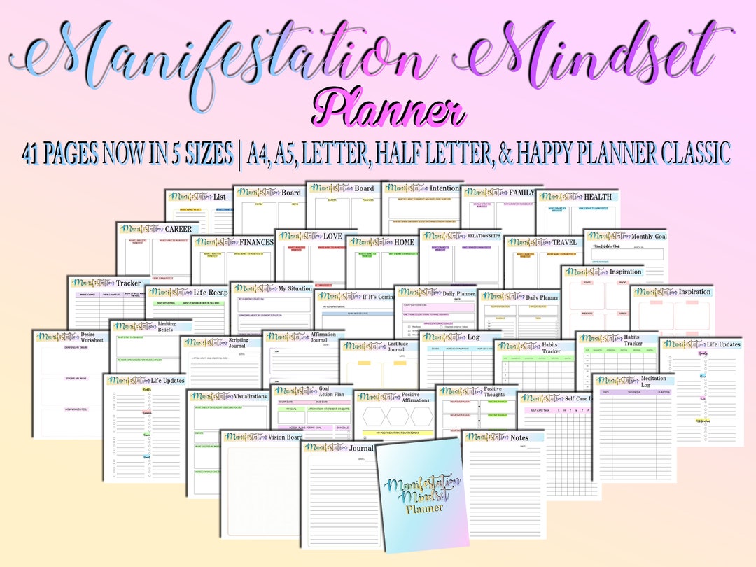 Manifestation Journal Intentions Planner Printable Law of Attraction ...