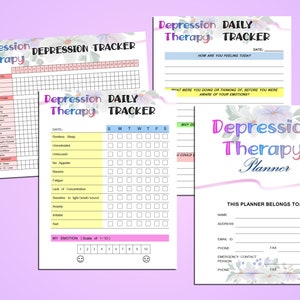Depression Therapy Journal Mood Tracker Anxiety Planner Printable ...