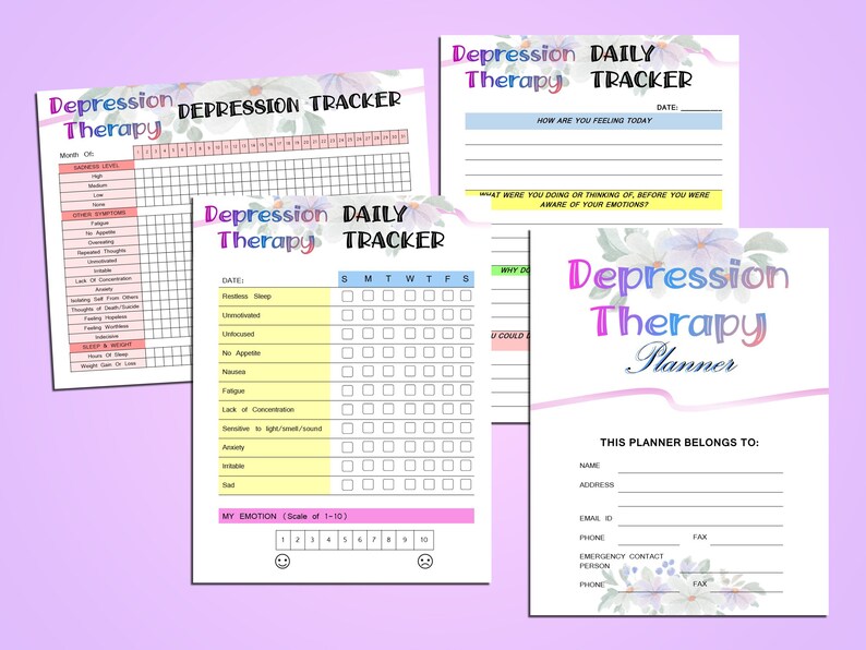 Depression Therapy Journal Mood Tracker Anxiety Planner - Etsy