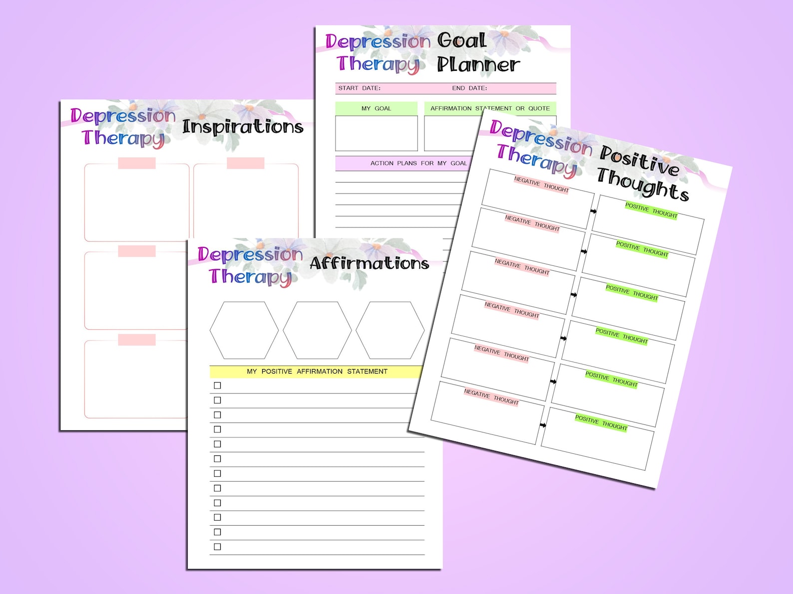 Depression Therapy Journal Mood Tracker Anxiety Planner - Etsy