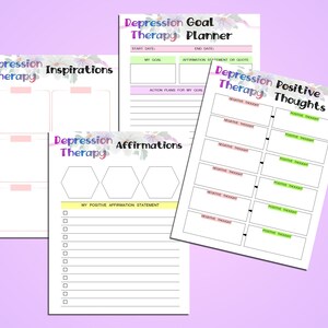 Depression Therapy Journal Mood Tracker Anxiety Planner Printable ...
